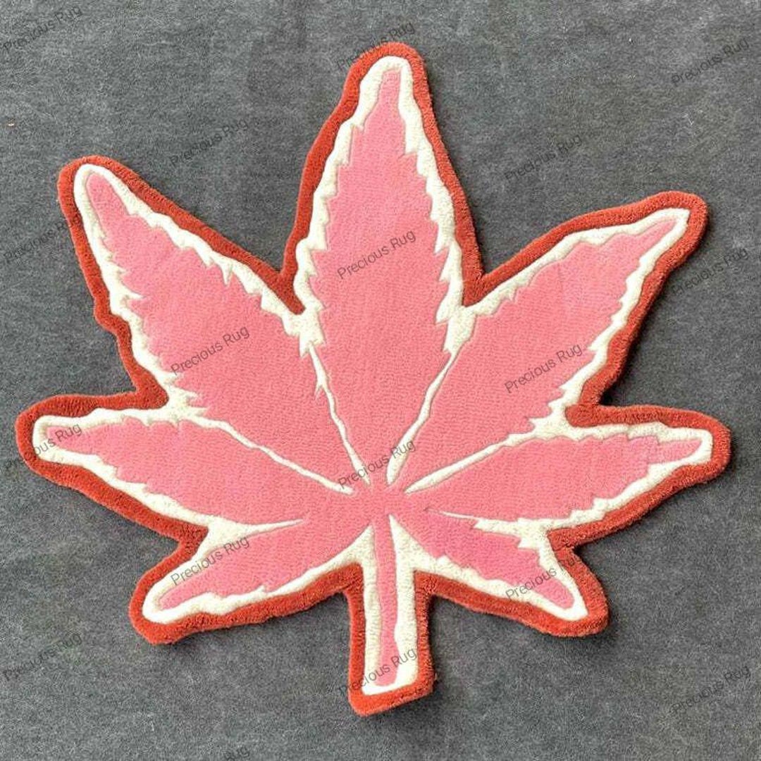 Pink Marijuana Leaf Custom Rug, Fluffy & Soft, Handmade Tufted Rug ...