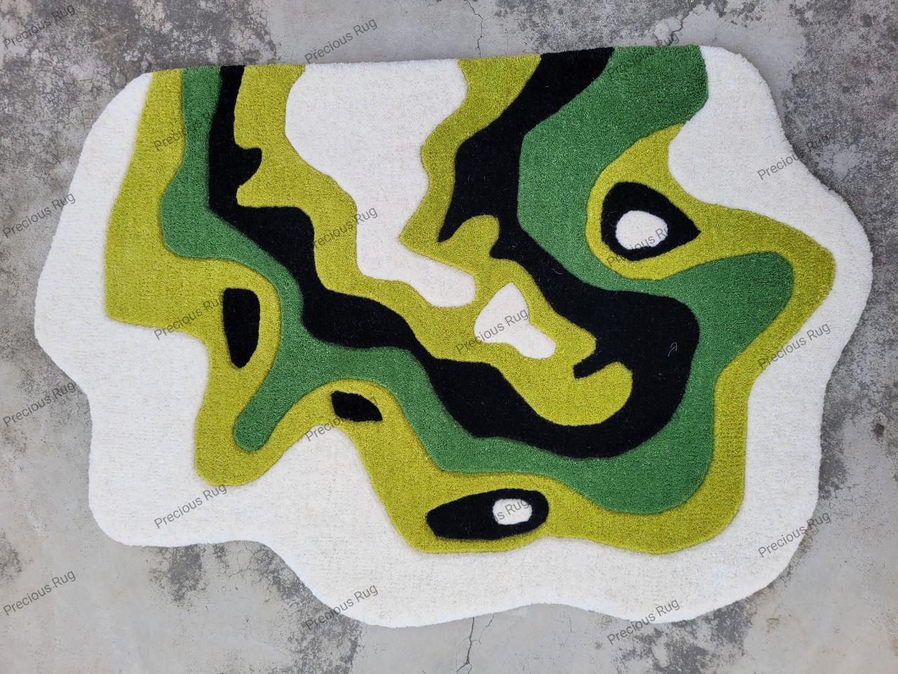 Irregular Amoeba Shaped Rug green Moss / Custom Rug, Fluffy & Soft ...