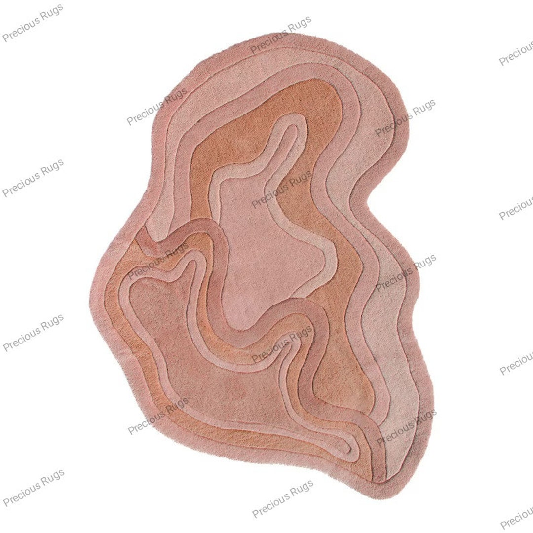 Irregular Amoeba Shaped Rug rolling Tides Hand-tufted 100% Wool Area ...