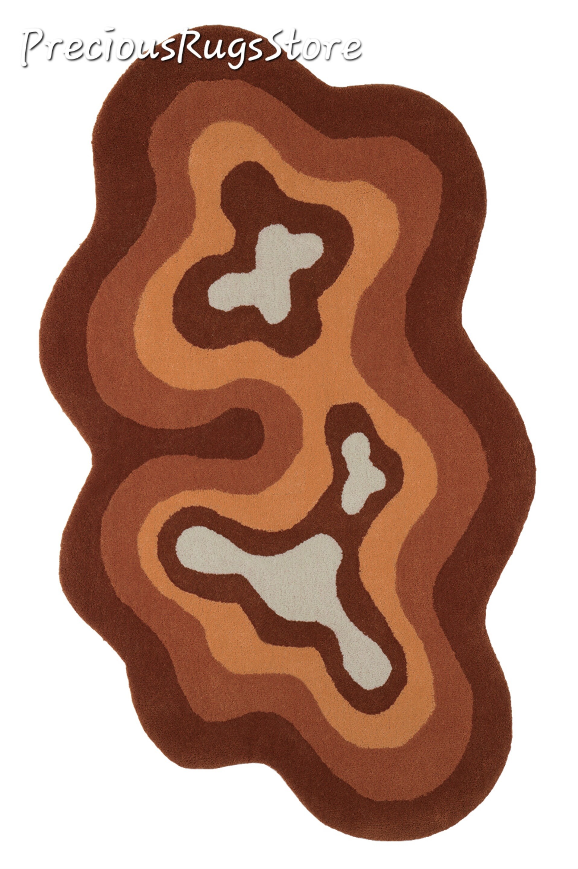 Amoeba the Bur Rug Irregular Shaped Beige Hand-tufted 100% Wool Area ...