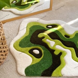 Irregular Amoeba Shaped Rug green Moss / Custom Rug, Fluffy & Soft ...