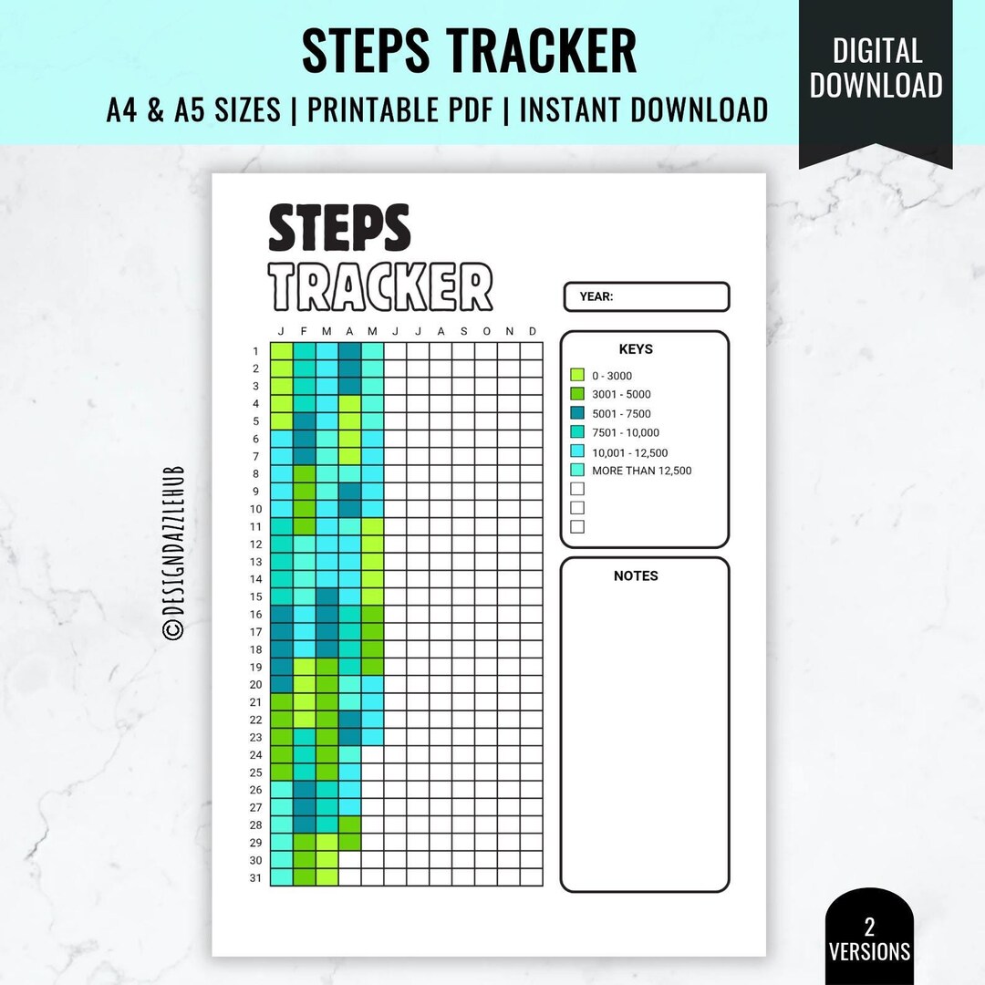 Printable Steps Tracker | A4/A5 Fitness Habit Log (digital Download ...