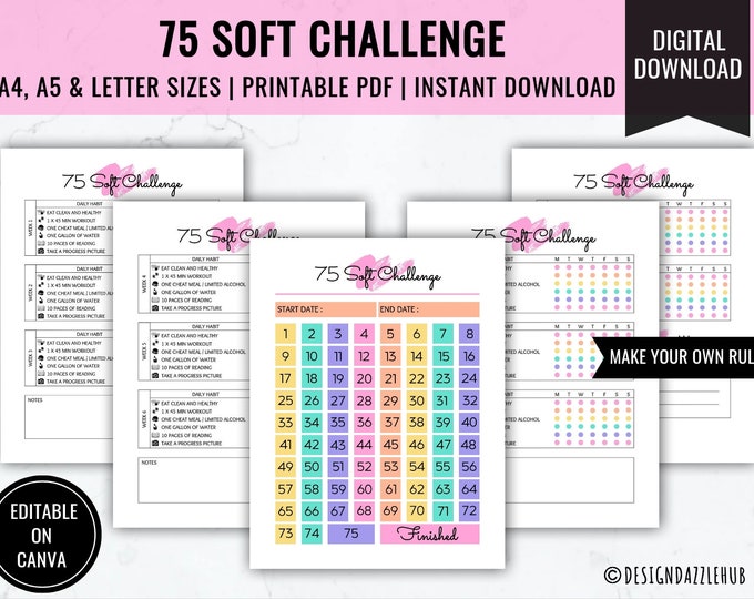 Editable 75 Soft Challenge - Bundle 4 Templates - Original 75 Soft ...