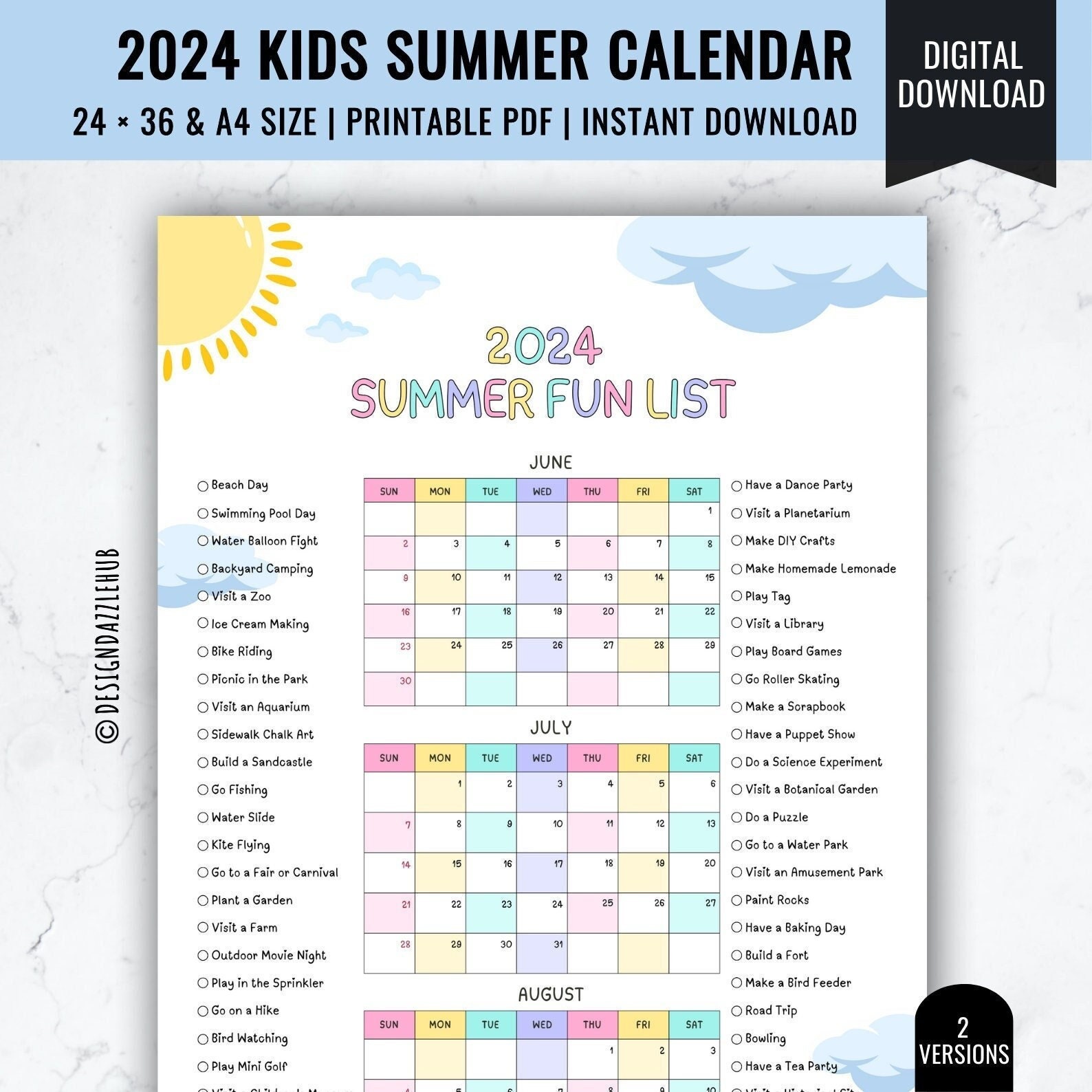 Organize a Fun-filled Summer With Your Kids | 2024 Wall Calendar for ...