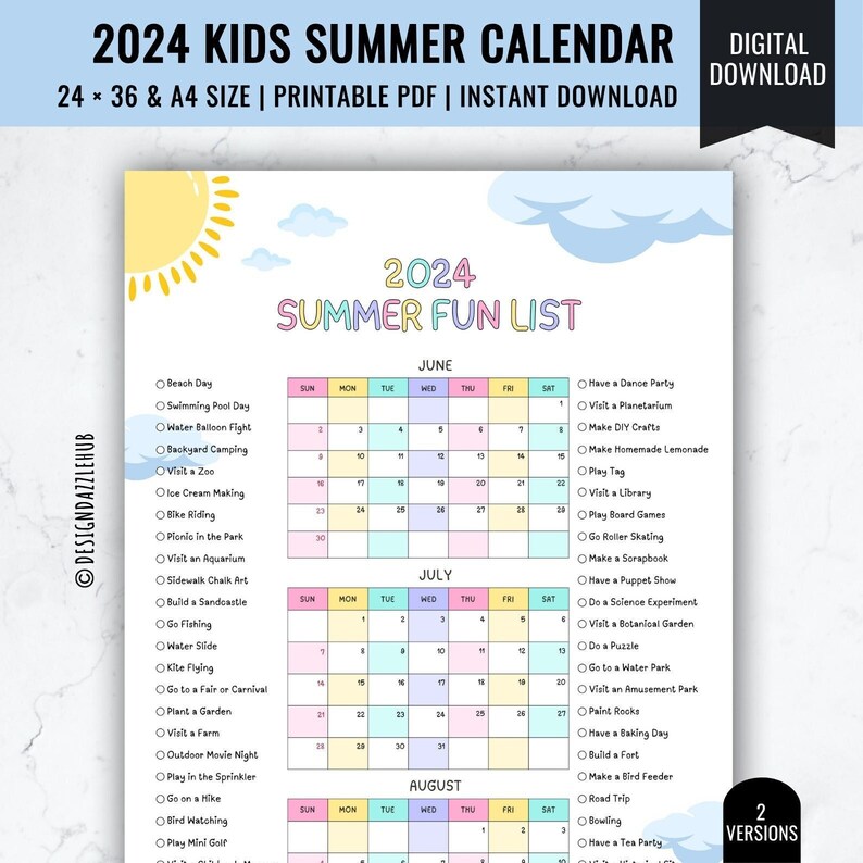 Organize a Fun-filled Summer With Your Kids | 2024 Wall Calendar for ...