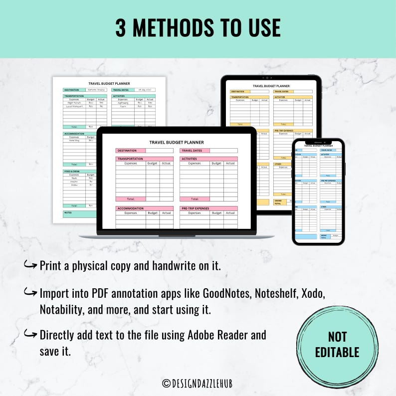 Printable Travel Budget & Savings Planner | Trip Expense Tracker ...