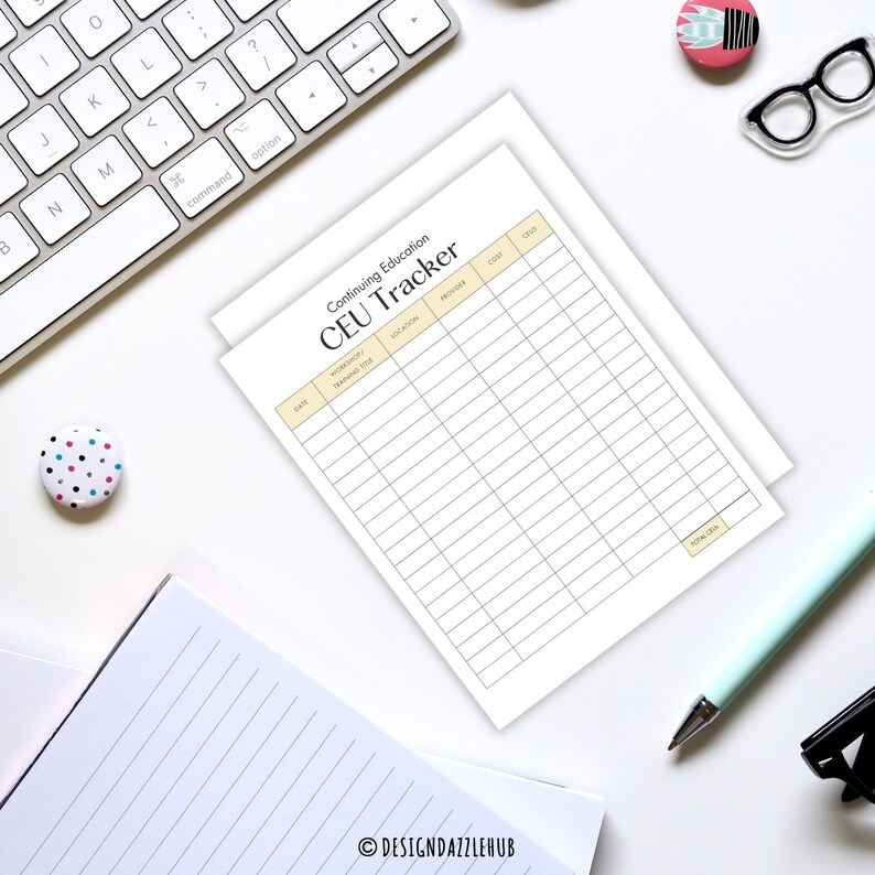 CEU Tracker | CEU Log | Continuing Education | CEU Worksheet ...