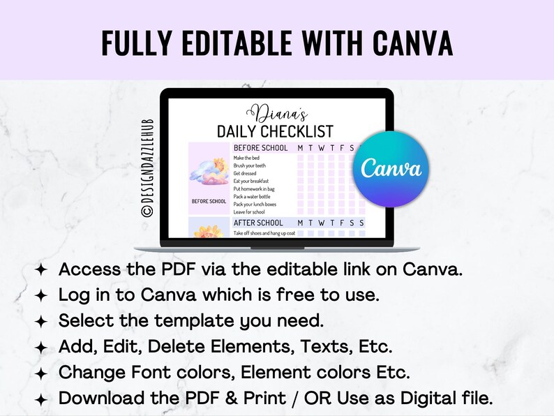 Kids Daily Routine Chart Kids Daily Checklist PDF Daily Routine Chart ...