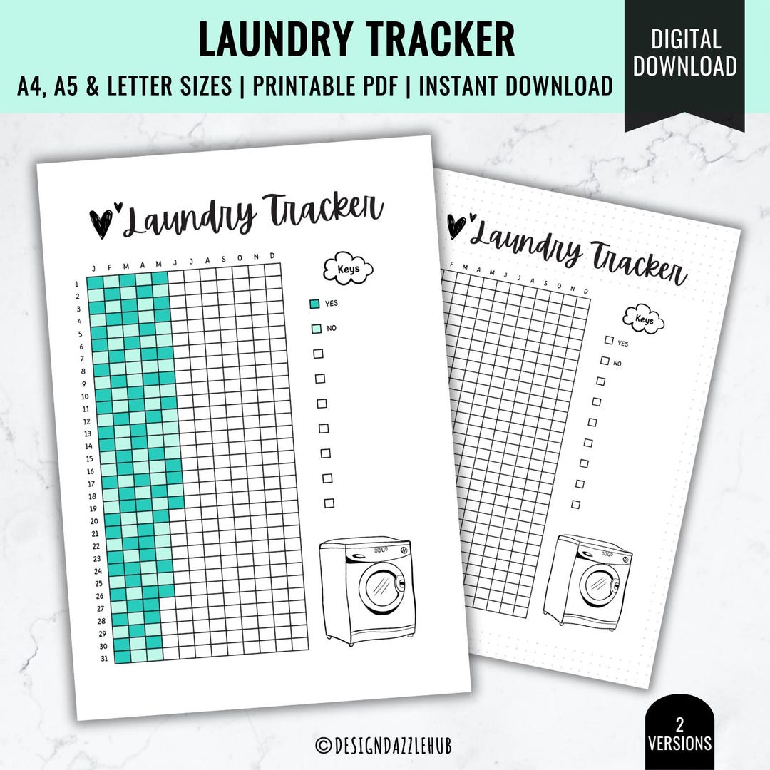 Laundry Tracker: Printable Habit Log (A4, A5, US Letter) (digital ...