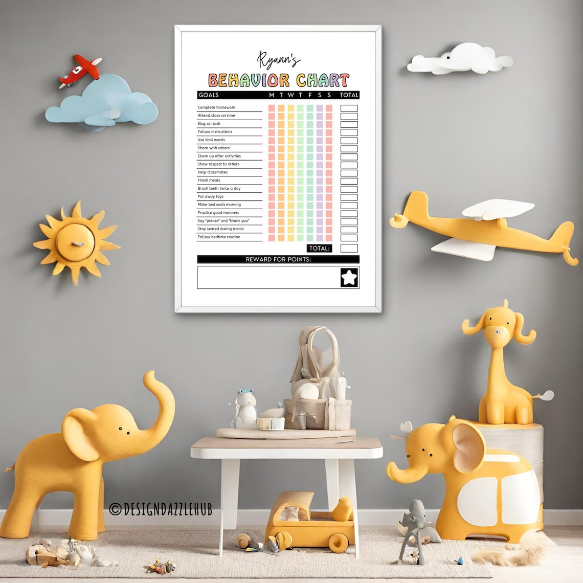 Behavior and Chore Chart for Kids Printable | Daily Good Behavior ...