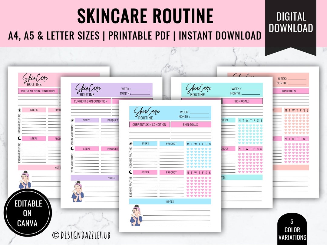 Skincare Routine Planner Template | Daily Skincare Routine Planner ...