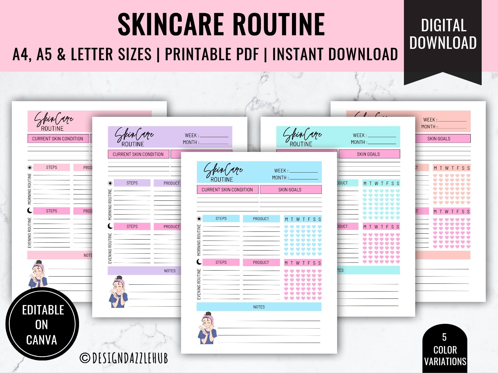 Skincare Routine Planner Template | Daily Skincare Routine Planner ...