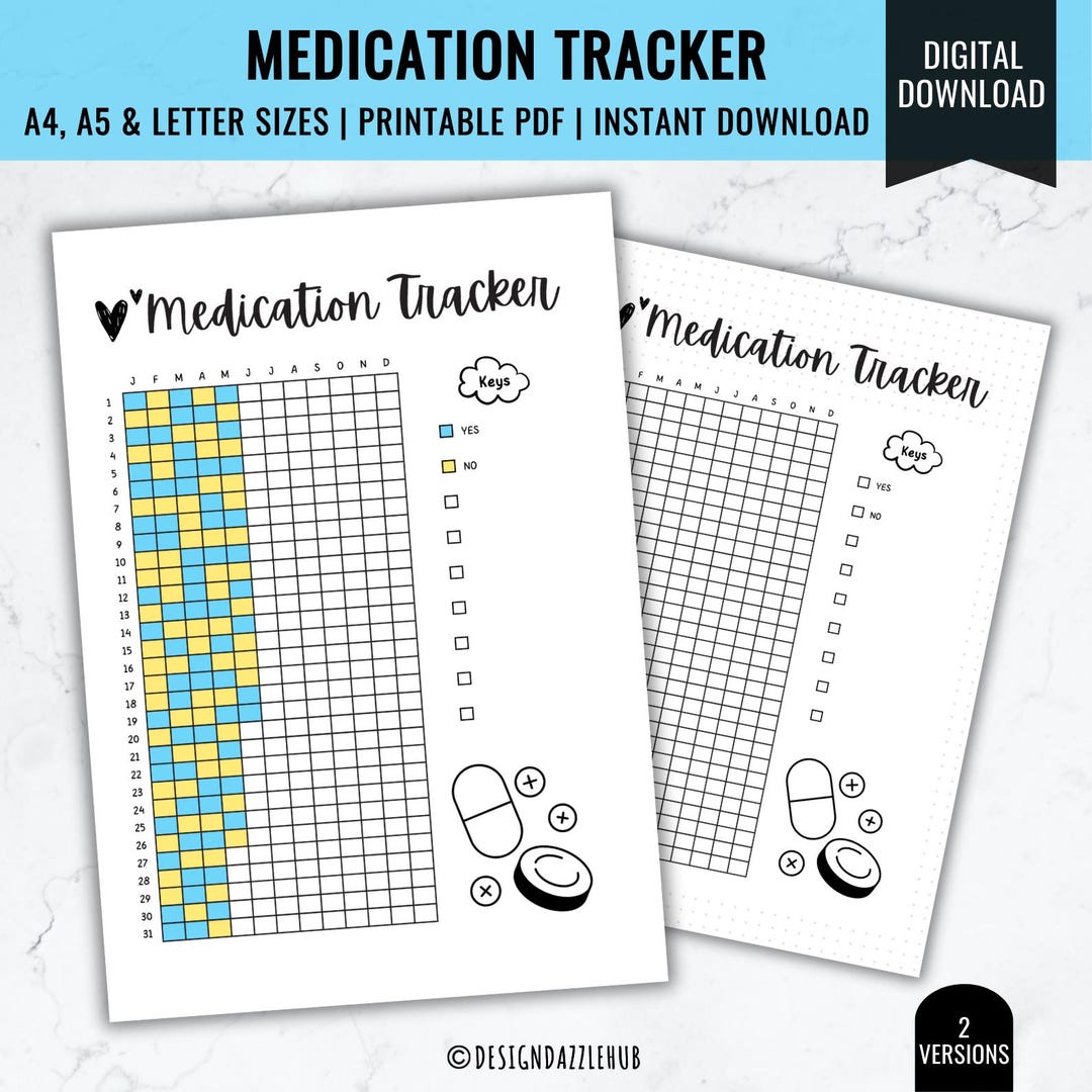 Medication Tracker Printable: Pill Chart, Medication Log (PDF) - Etsy UK