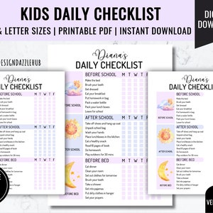 Kids Daily Routine Chart | Kids Daily Checklist PDF | Daily Routine ...