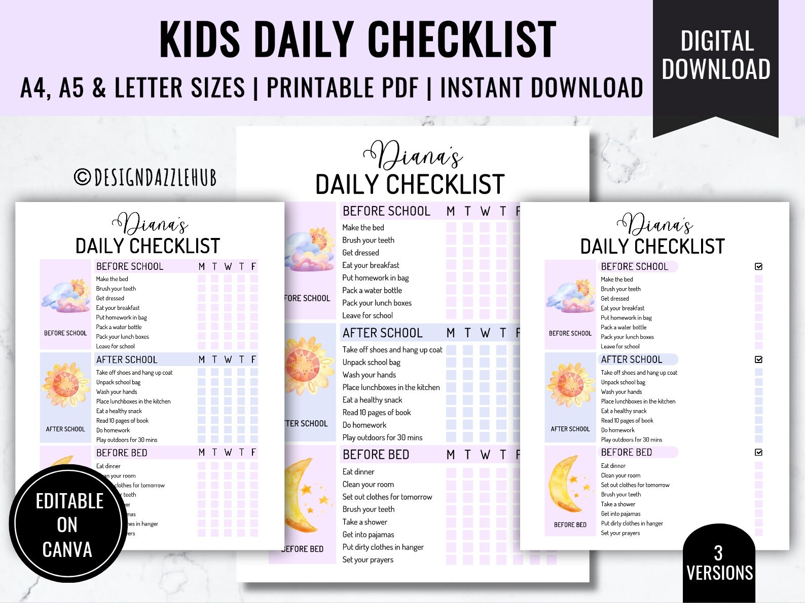 Kids Daily Routine Chart | Kids Daily Checklist PDF | Daily Routine ...