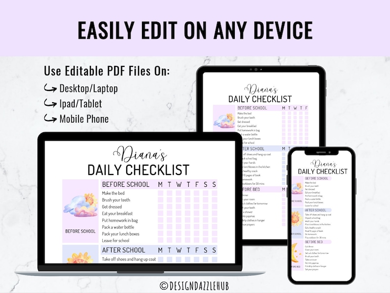 Kids Daily Routine Chart Kids Daily Checklist PDF Daily Routine Chart ...