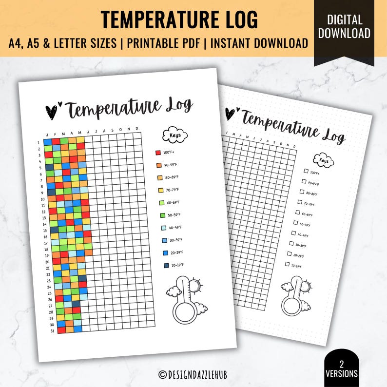 Temperature Log Tracker Printable: Weather Journal (PDF Download) - Etsy