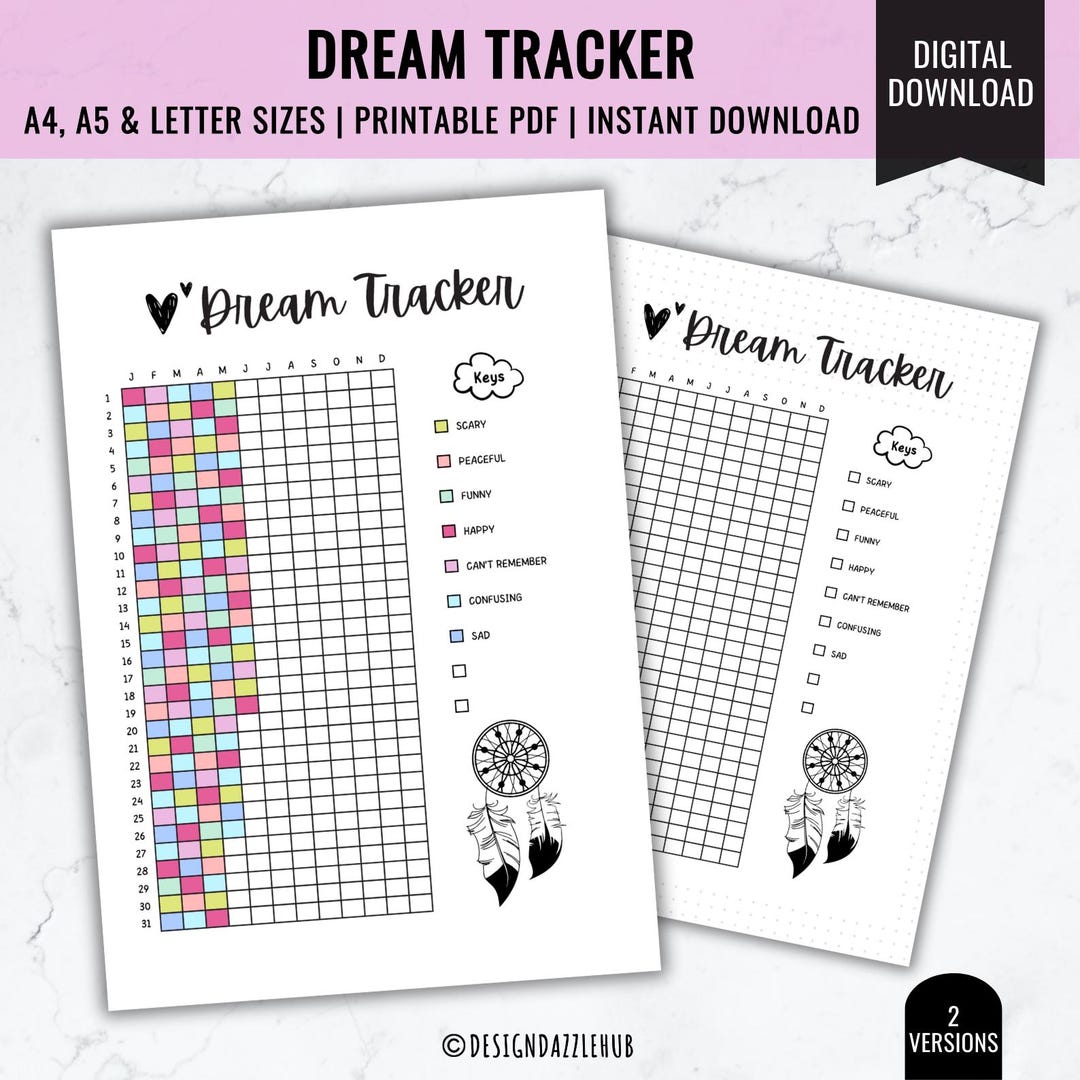 Dream Tracker | Printable Bullet Journal Insert | Planner Page | Dream ...