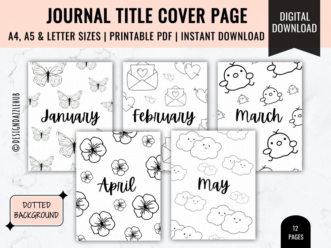 Printable Journal Title Cover Page | Printable Planner | Cute Title ...