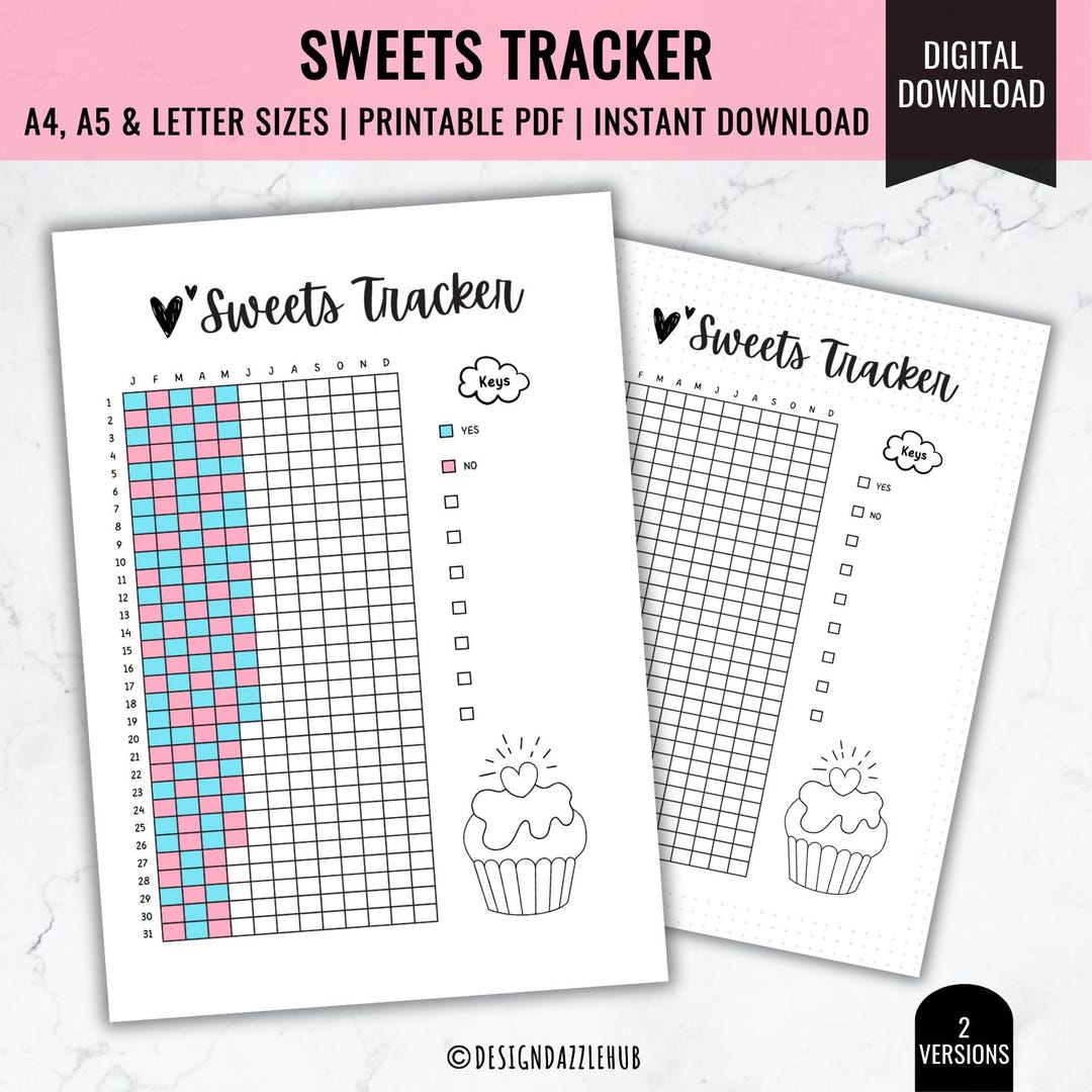 Sweets Tracker Printable: Junk Food, Health & Fitness (digital Download) - Etsy