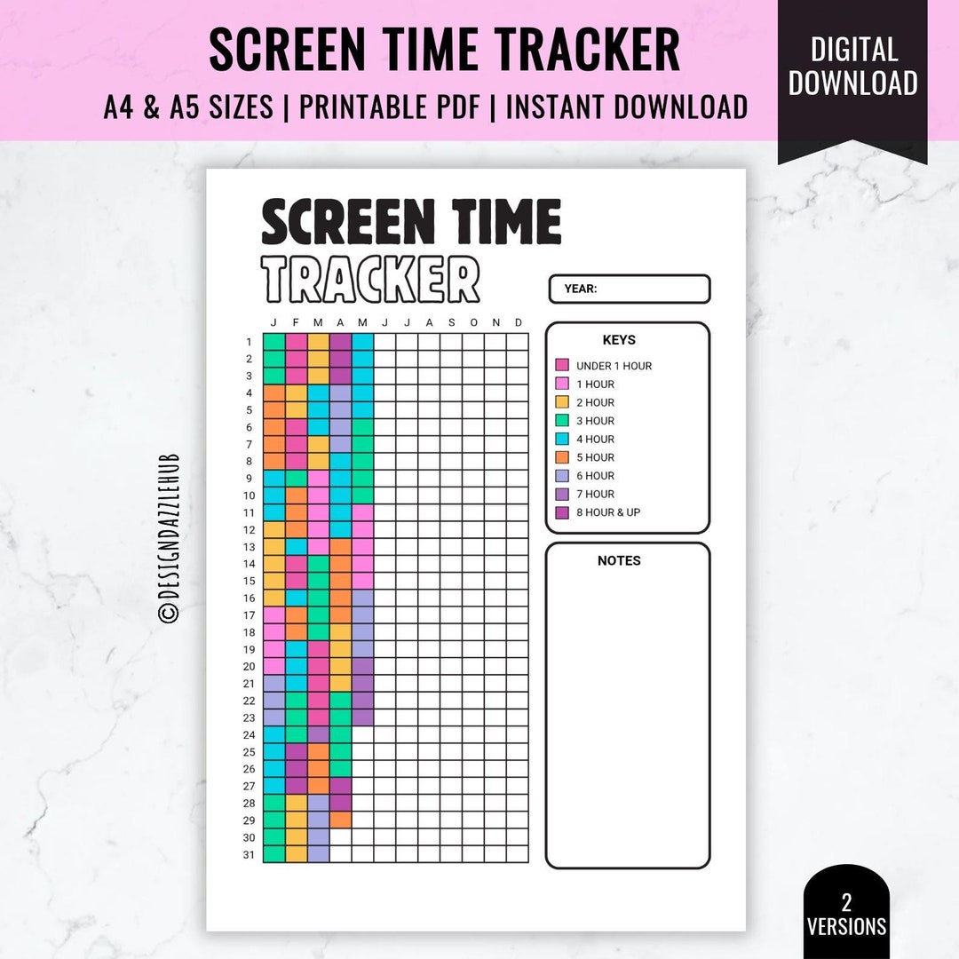 Screen Time Tracker Printable | Screen Usage Chart | Screen Time Log ...