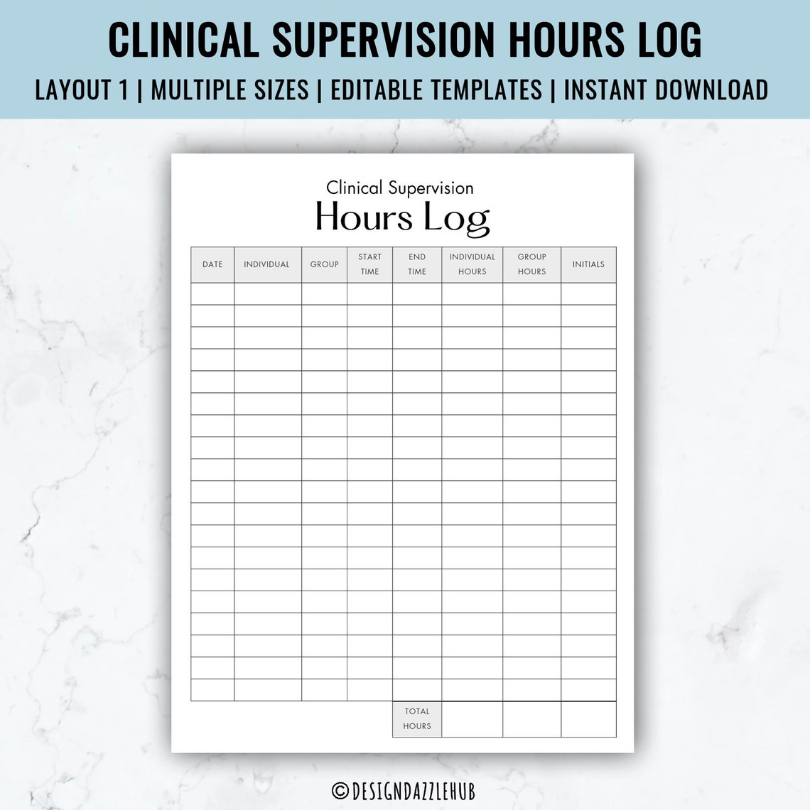 Clinical Supervision Form & Hours Log: Therapist Template (PDF) - Etsy