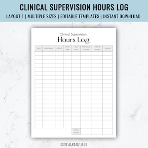 Clinical Supervision Form & Hours Log: Therapist Template (PDF) - Etsy