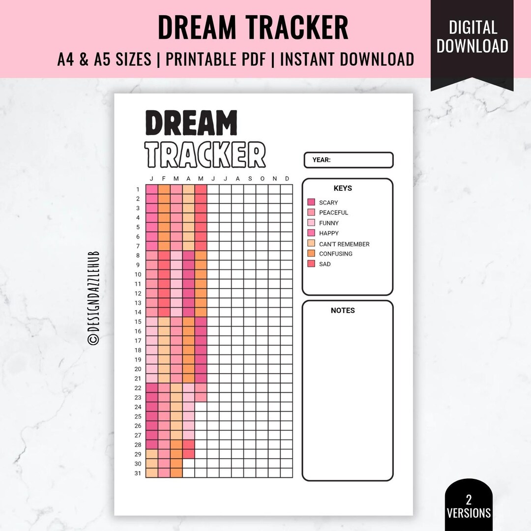 Printable Dream Tracker: A4/A5 Journal Log (digital Download) - Etsy
