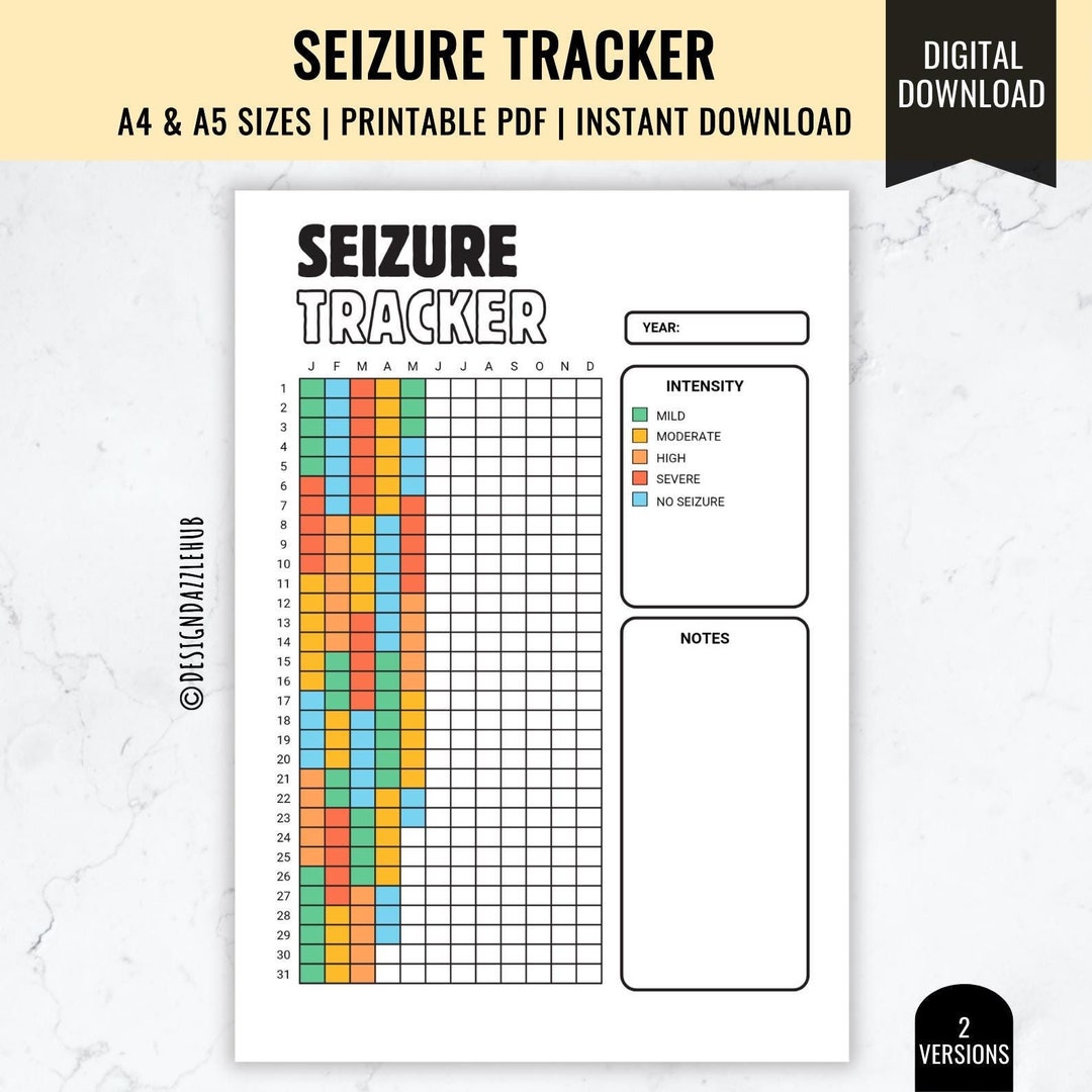 Printable Seizure Tracker | Seizure Chart | Medical Symptom & Health ...