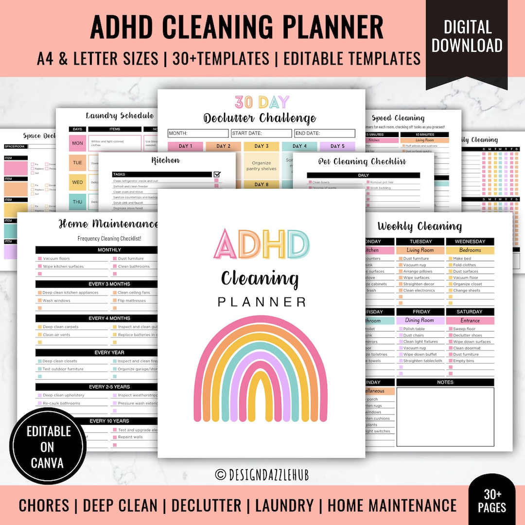 Editable Adhd House Cleaning Bundle List | House Deep Cleaning ...