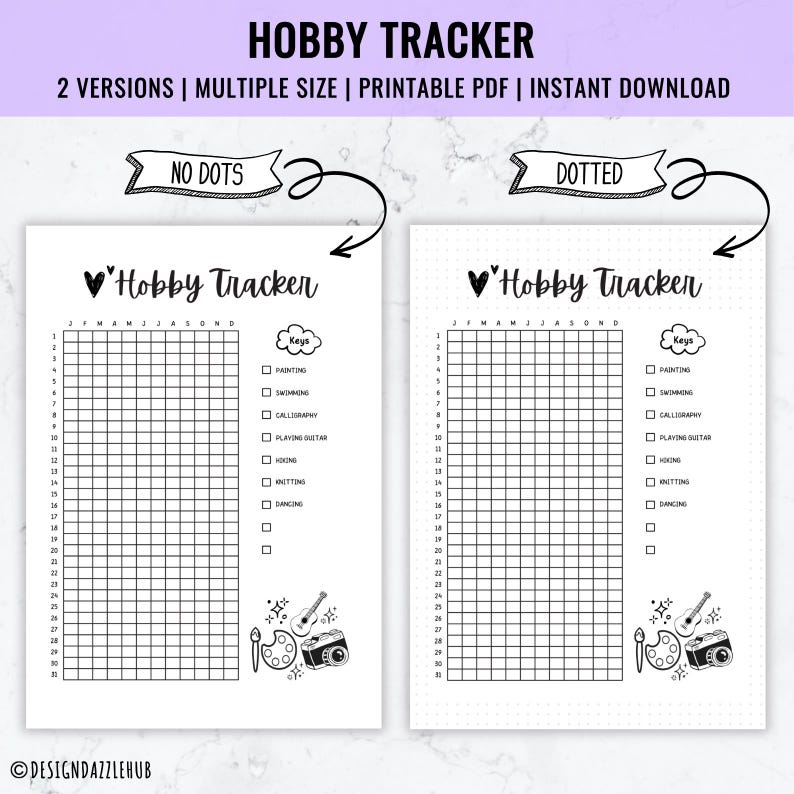 Hobby Tracker Printable | Hobby Journal | Planner Page | Fun Tracker ...