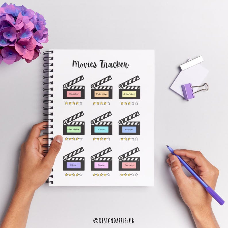 Printable Movies Tracker Bullet Journal | Movie Tracker Sheets | Movie ...