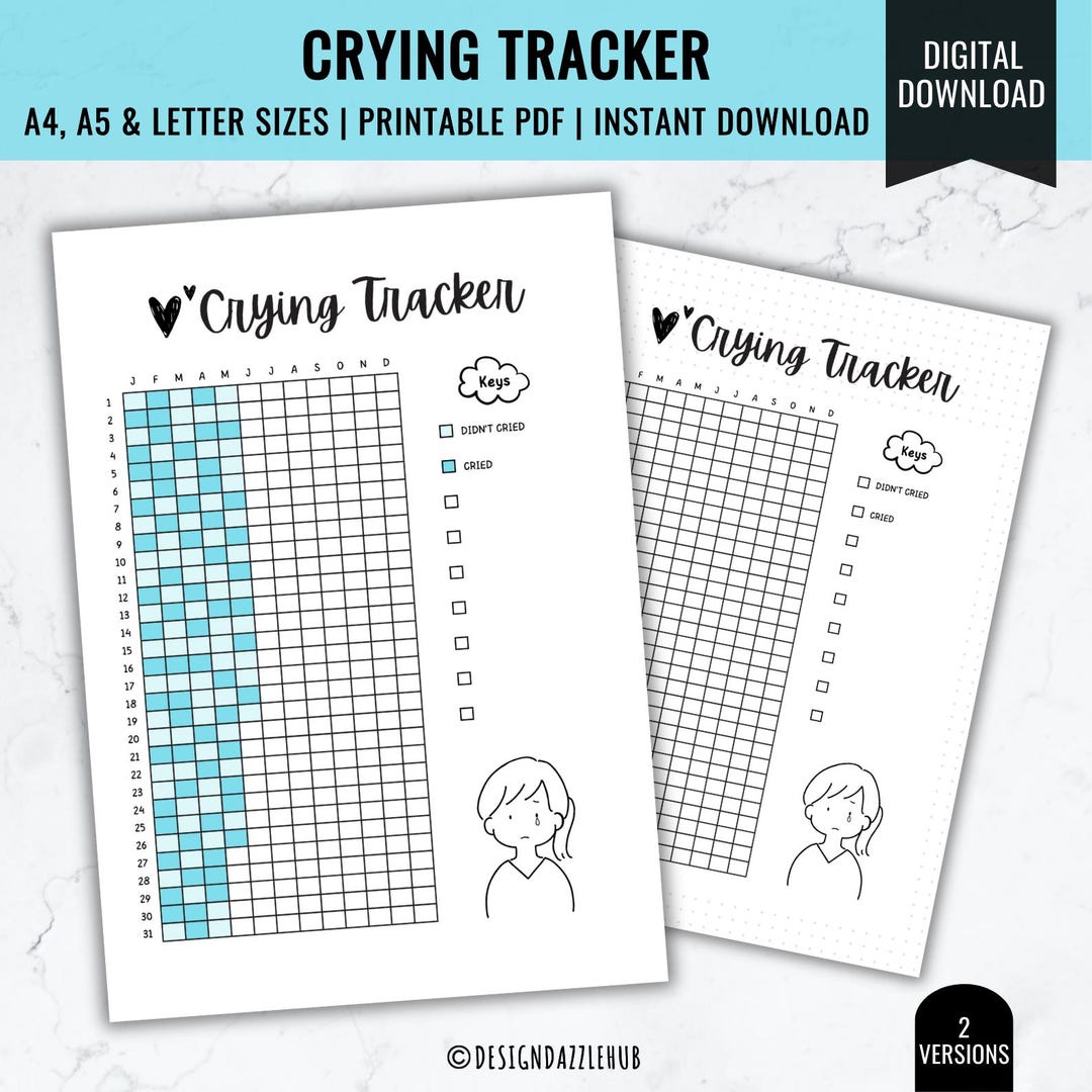 Crying Tracker Printable | Bullet Journal Page Ideas | Mood Tracker ...