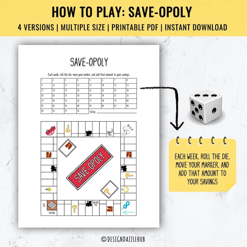 Printable Savings Game | Savings Tracker | Savings Goal | Budgeting ...
