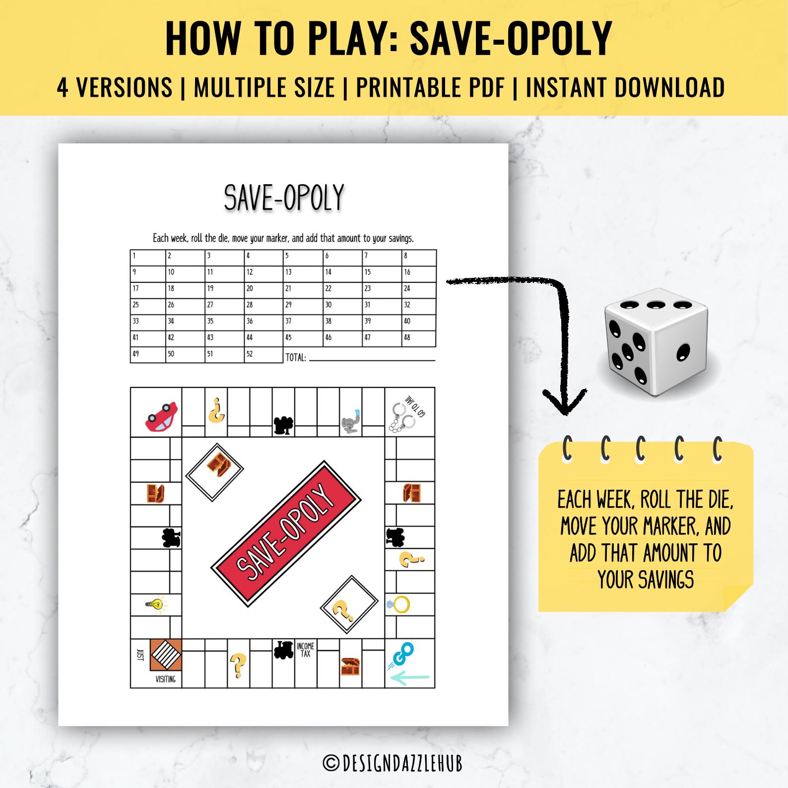 Printable Savings Game | Savings Tracker | Savings Goal | Budgeting ...
