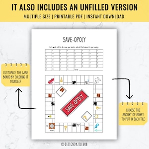 Printable Savings Game | Savings Tracker | Savings Goal | Budgeting ...