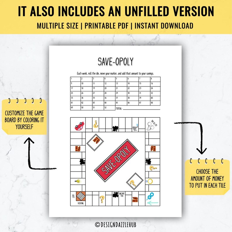 Printable Savings Game | Savings Tracker | Savings Goal | Budgeting ...