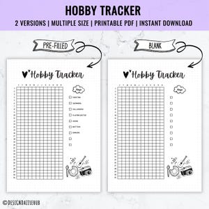 Hobby Tracker Printable | Hobby Journal | Planner Page | Fun Tracker ...