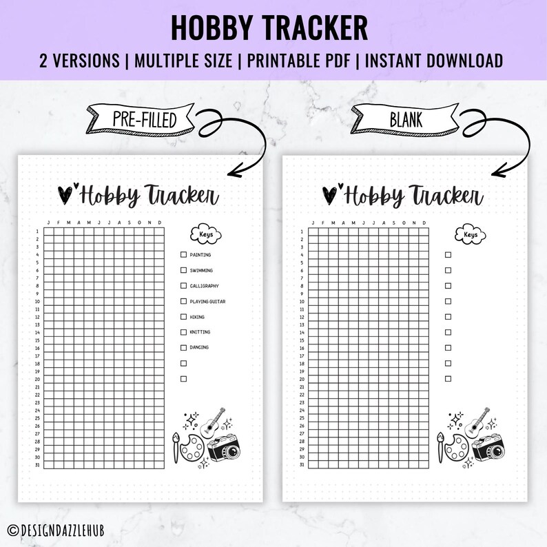 Hobby Tracker Printable | Hobby Journal | Planner Page | Fun Tracker ...