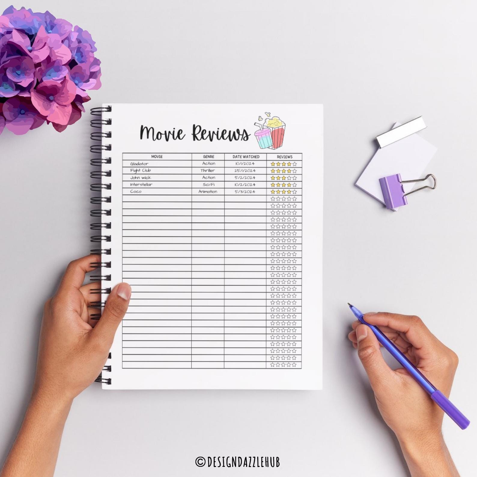 Printable Movie Review Tracker: Film Journal Template (digital Download ...