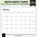 Printable Colorful Undated Monthly Calendar | Monday & Sunday Start ...