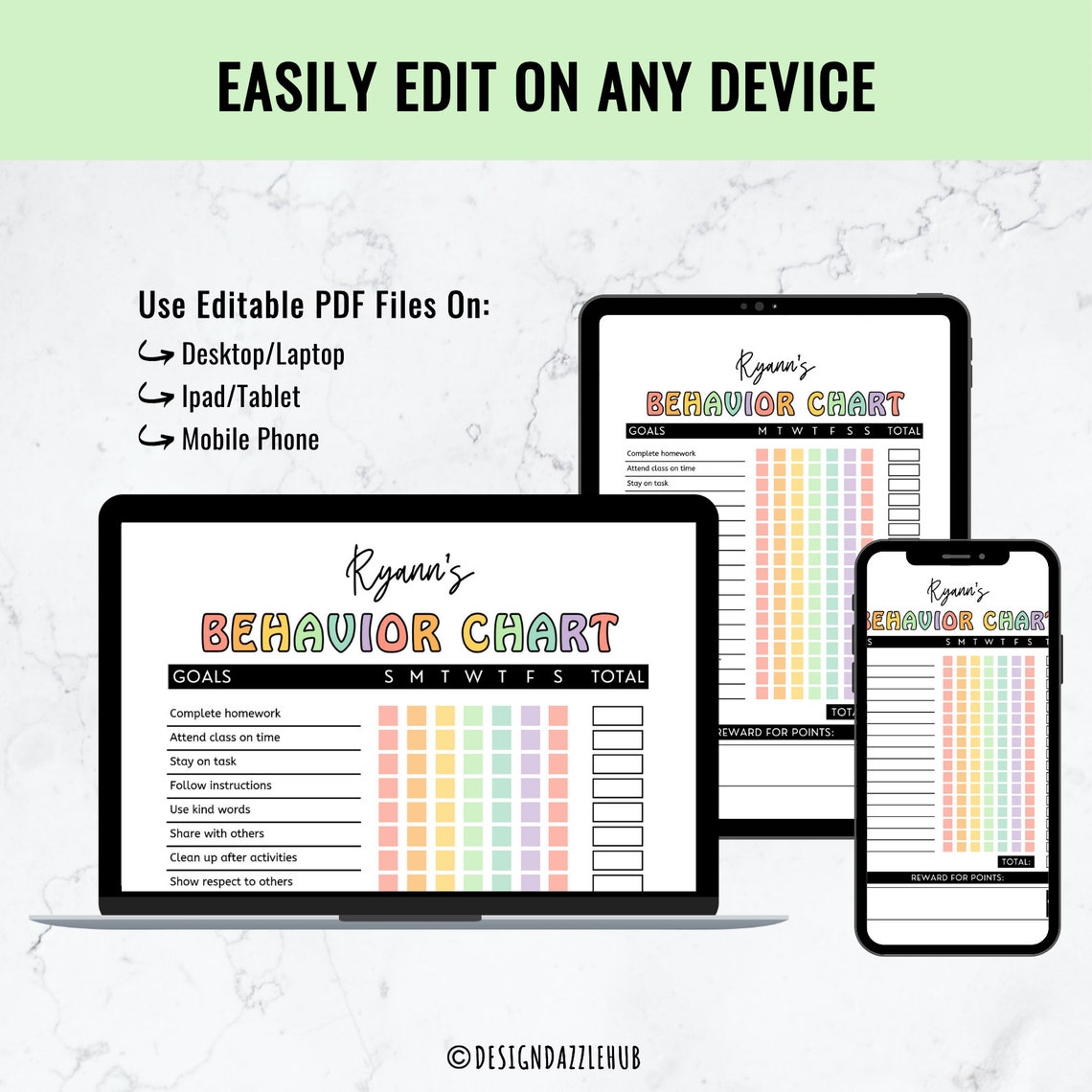 Behavior and Chore Chart for Kids Printable | Daily Good Behavior ...