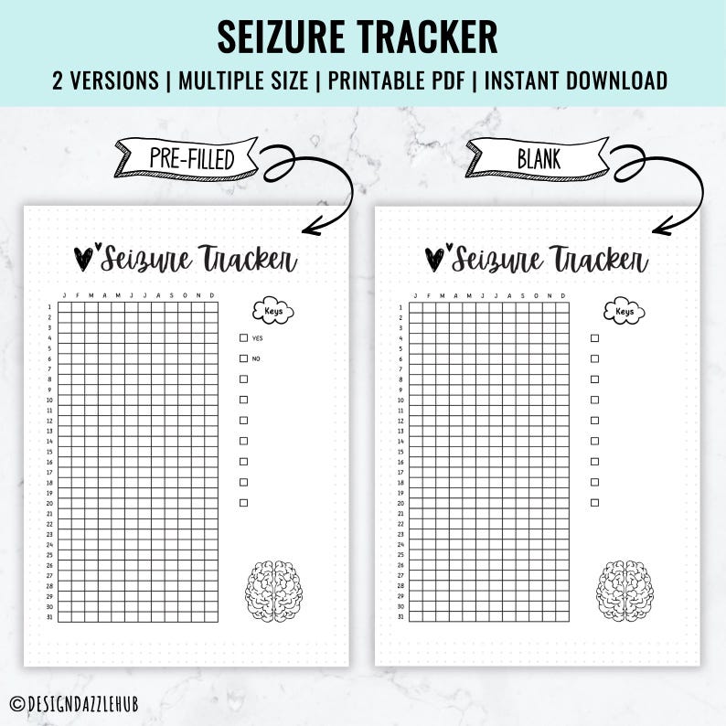 Seizure Tracker Printable: Medical Symptom Chart (digital Download) - Etsy