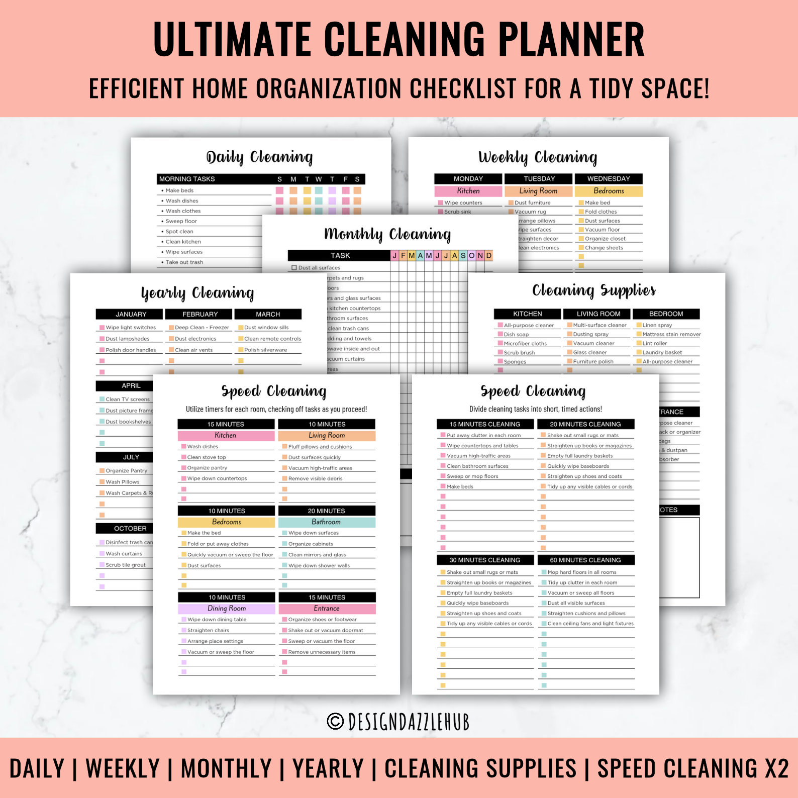 Editable Adhd House Cleaning Bundle List House Deep Cleaning Checklist Decluttering Planner ...