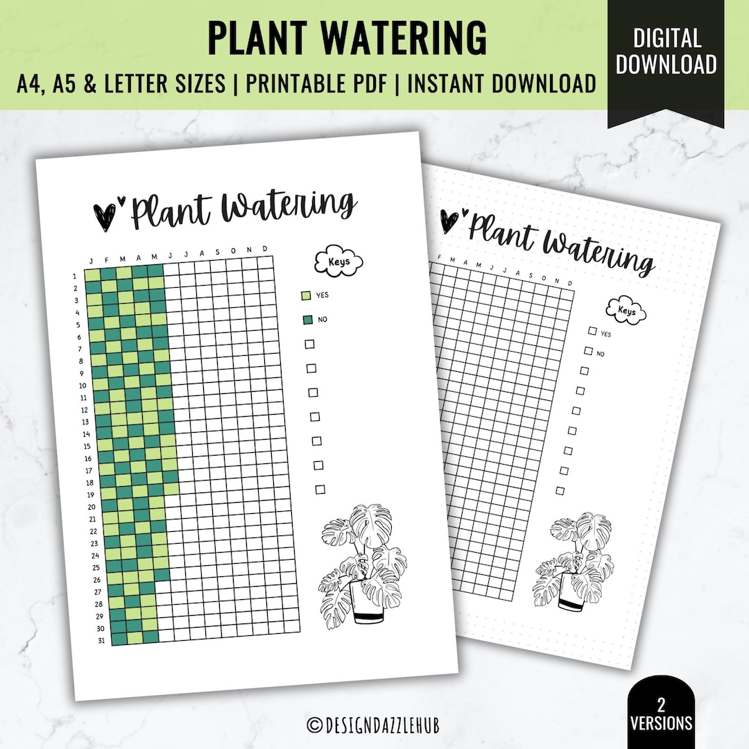 Plant Watering Tracker: Printable PDF, A4/a5/letter (digital Download ...