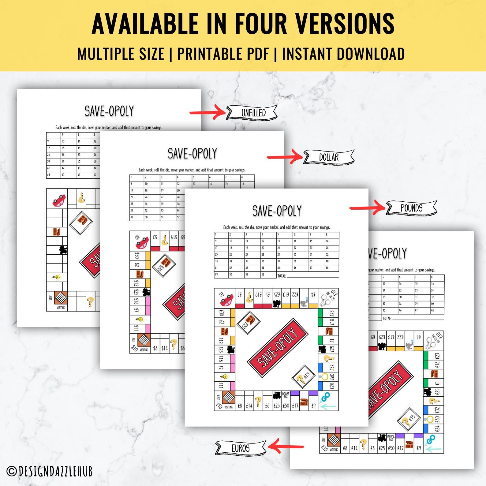 Printable Savings Game | Savings Tracker | Savings Goal | Budgeting ...