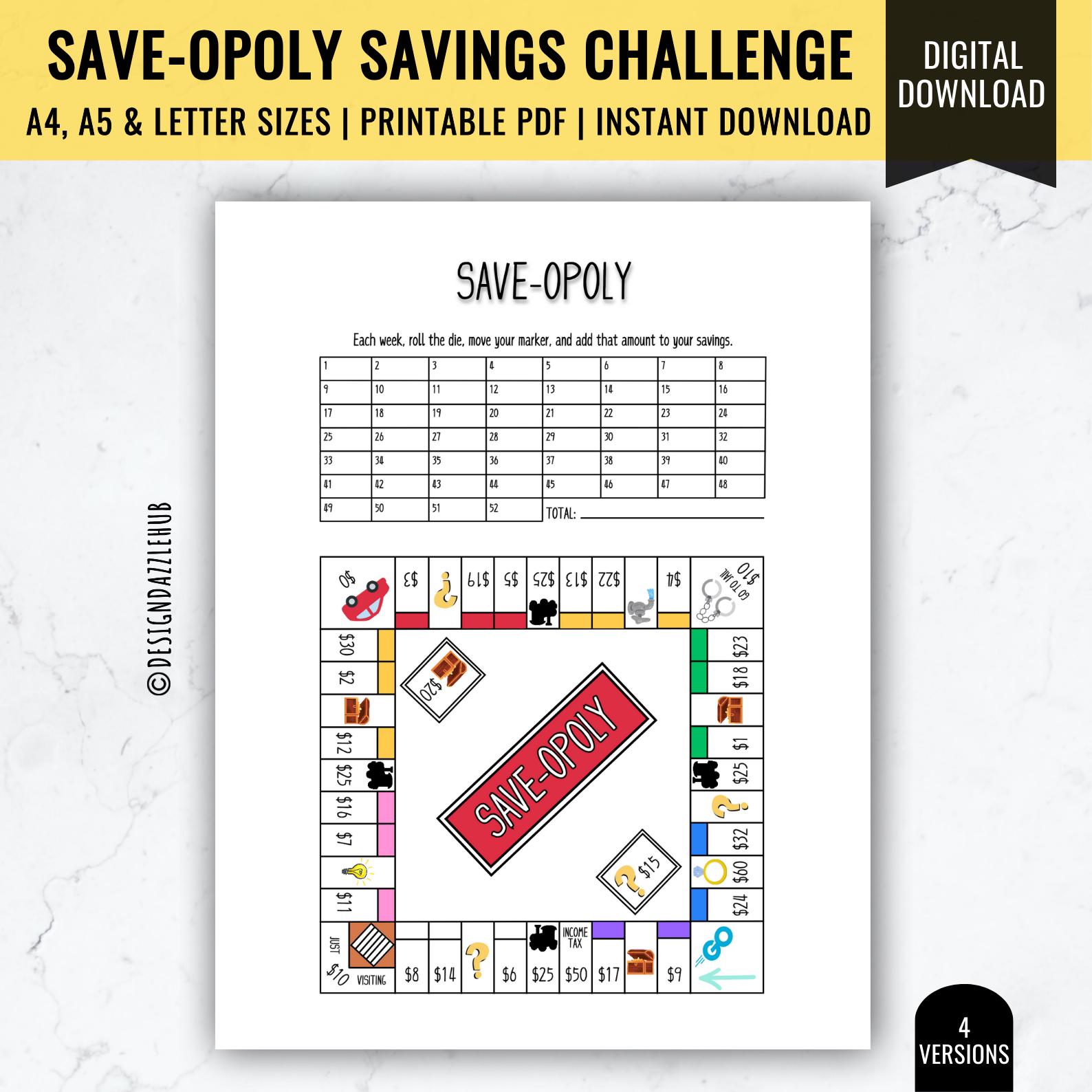 Printable Savings Game | Savings Tracker | Savings Goal | Budgeting ...