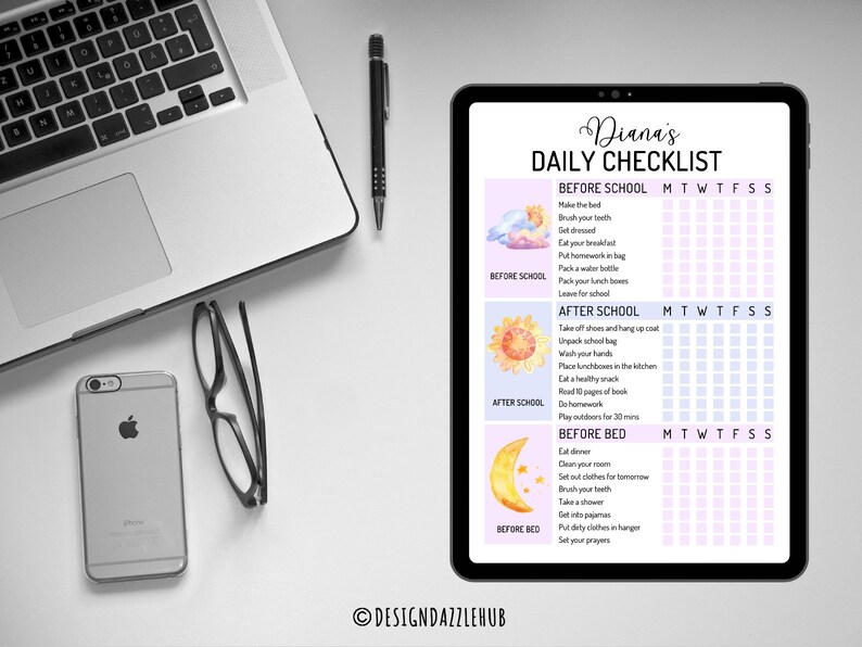 Kids Daily Routine Chart Kids Daily Checklist PDF Daily Routine Chart ...