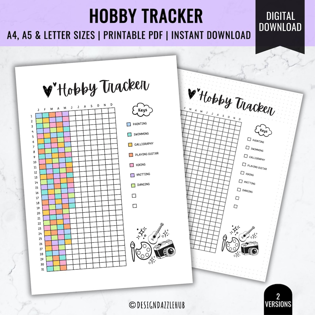 Hobby Tracker Printable | Hobby Journal | Planner Page | Fun Tracker ...