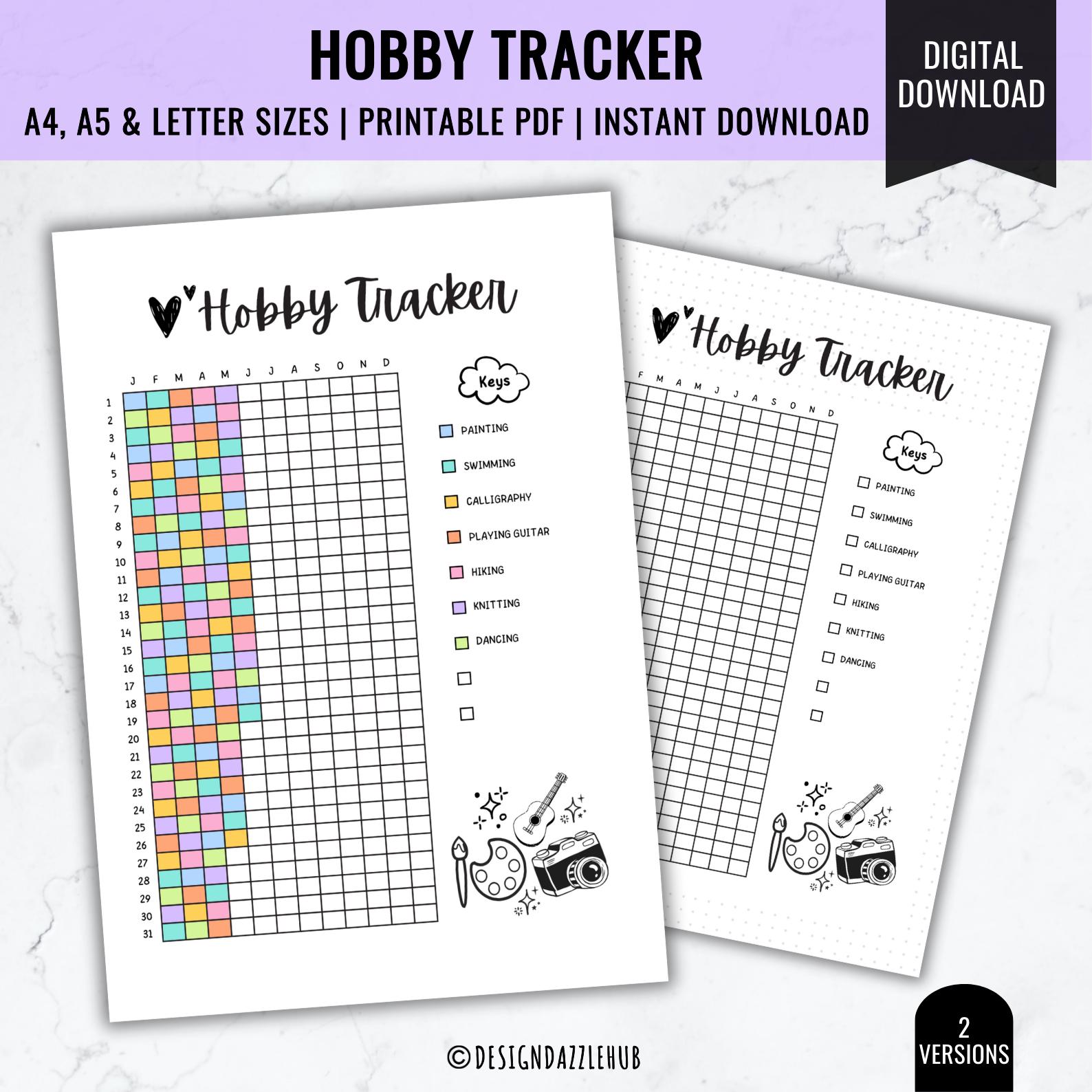 Hobby Tracker Printable | Hobby Journal | Planner Page | Fun Tracker ...